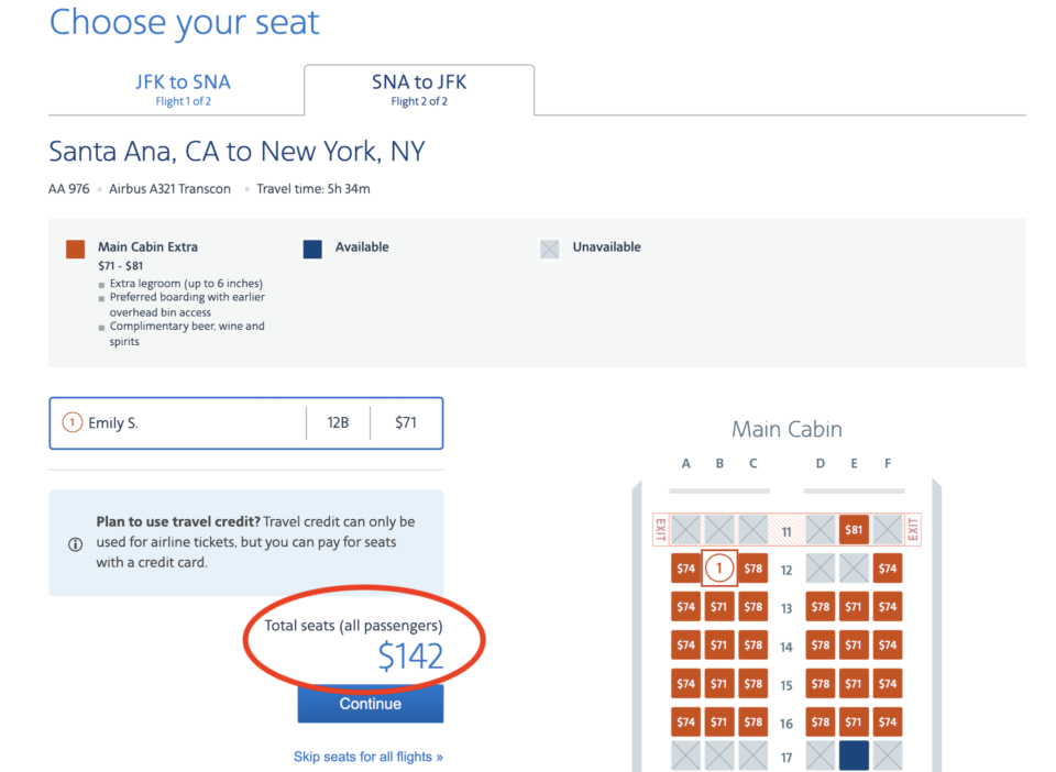 American Airlines A321T — Main Cabin vs Main Cabin Extra