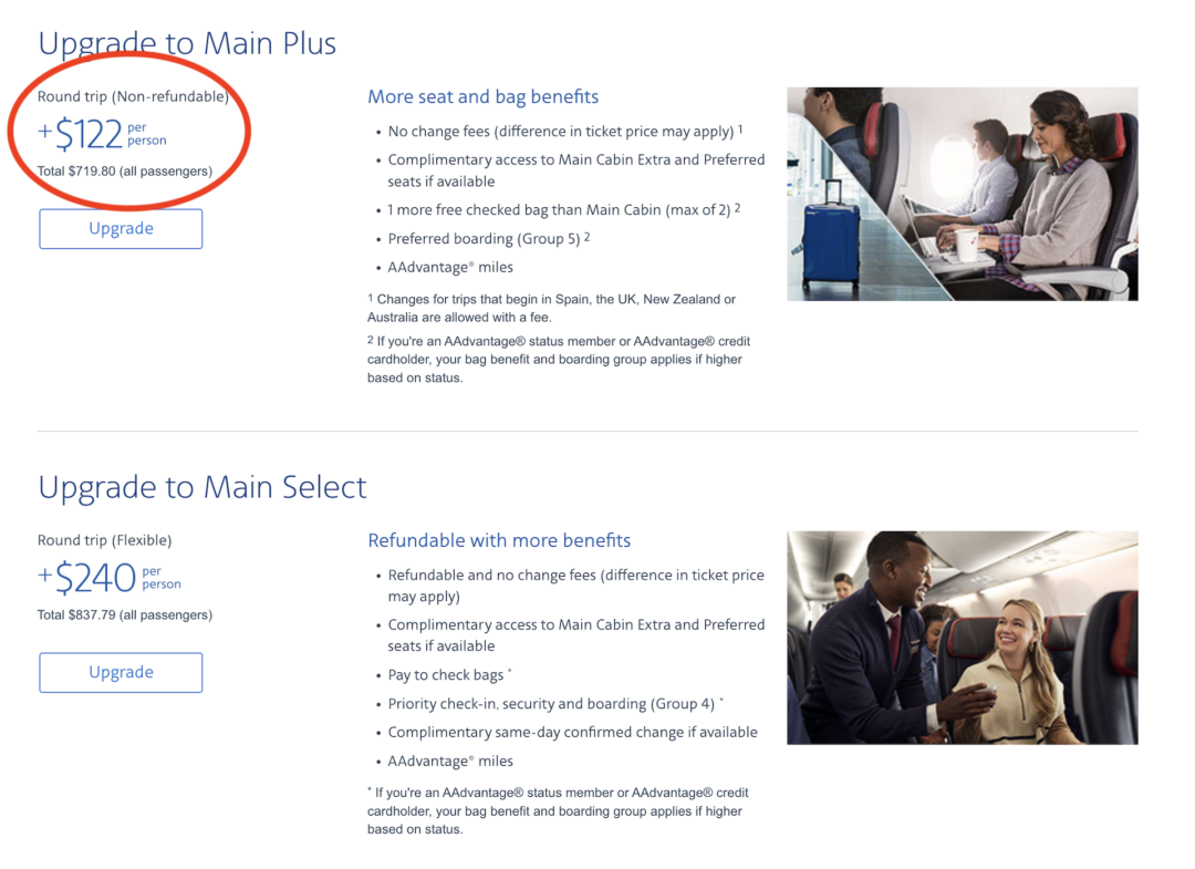 American Airlines A321T — Main Cabin vs Main Cabin Extra