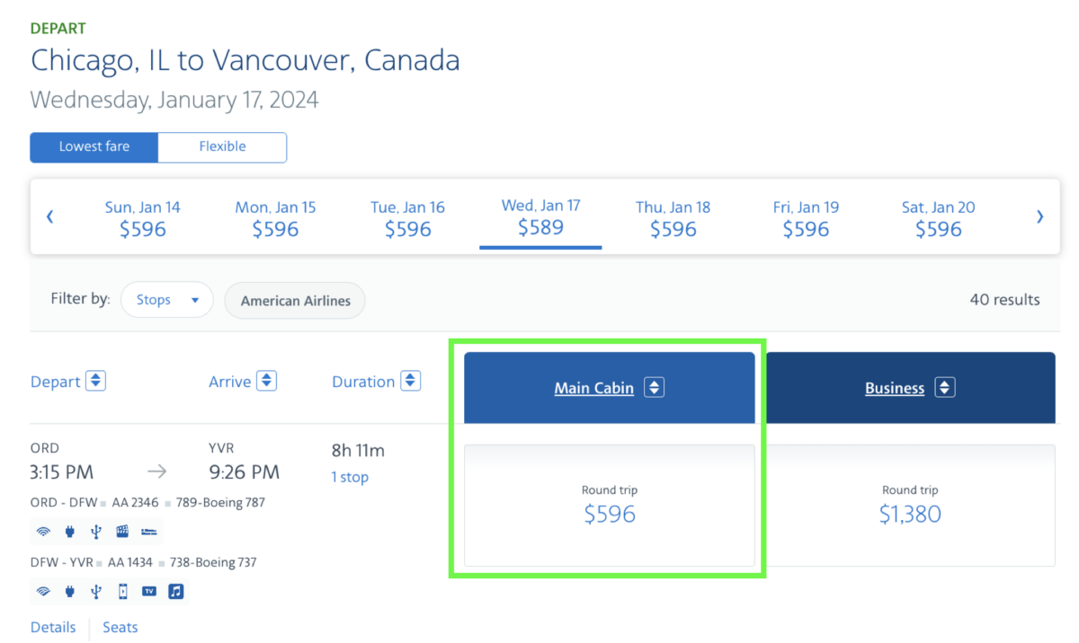 American Airlines Main Cabin Extra Review
